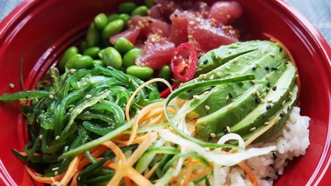Poke Delicious Native Hawaiian Cuisine Tuna Stock Footage Video (100% ...