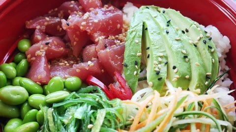 Poke Delicious Native Hawaiian Cuisine Tuna Stock Footage Video (100% ...