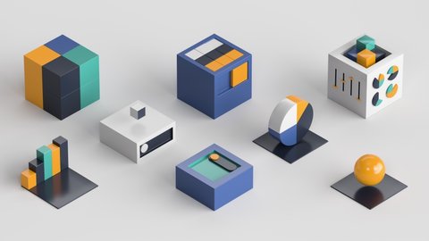 Set 3d Data Analysis Animated Elements Stock Footage Video (100% ...