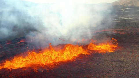Hot Lava Magma Boiling Fagradalsfjall Volcano Stock Footage Video (100% ...