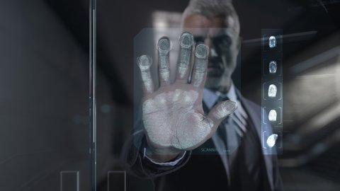Future Digital Id Identification Handprint Scanbusiness Stock Footage ...