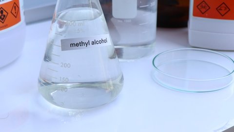 Methyl Alcohol Flammable Chemical Laboratory Industry Stock Footage ...