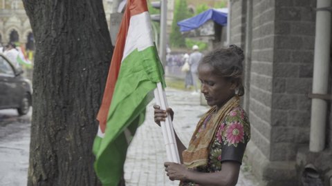 Woman Selling Indian Flag Cst Railway Stock Footage Video (100% Royalty ...