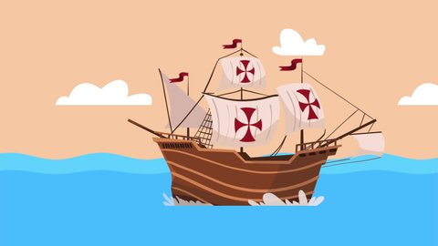 Columbus Day Animation Caravel 4k Video Stock Footage Video (100% ...