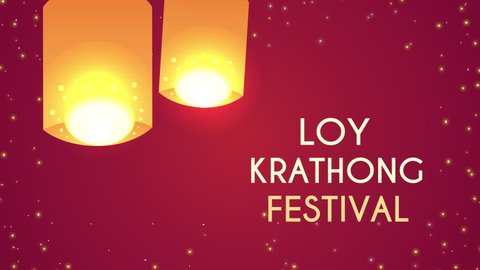 Loy Krathong Lettering Lamps Animation 4k Stock Footage Video (100% ...