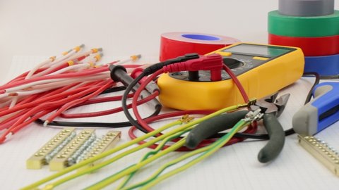 Electrical Tools Materials Installation Electrical Panel Stock Footage ...