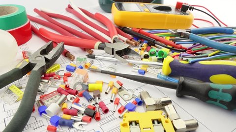 Electrical Tools Materials Installation Electrical Panel Stock Footage ...