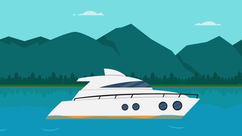 White Yacht Animation Moving On Water Stock Footage Video (100% Royalty ...