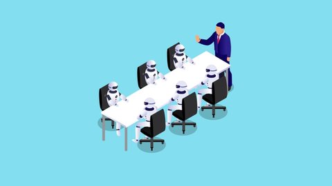 Male Manager Animation Leading Business Meeting Stock Footage Video ...