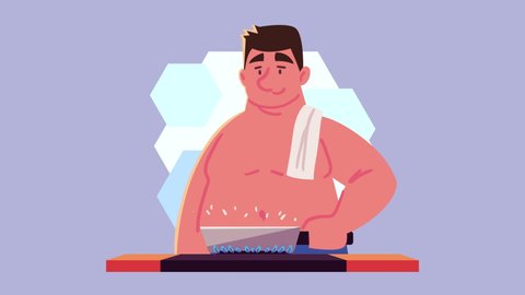 Fat Man Cooking Kitchen Recipe Animation Stock Footage Video (100% ...