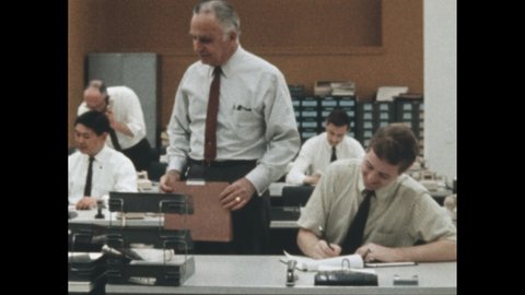 1960s Open Office People Sit Desks Stock Footage Video (100% Royalty ...