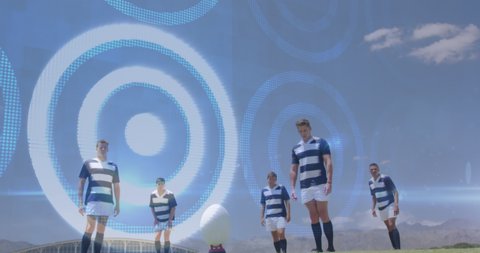 Animation Digital Interface Over Rugby Team Stock Footage Video (100% ...