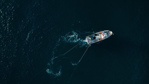 Commercial Trawler Boat Tows Netting Bags Stock Footage Video (100% ...