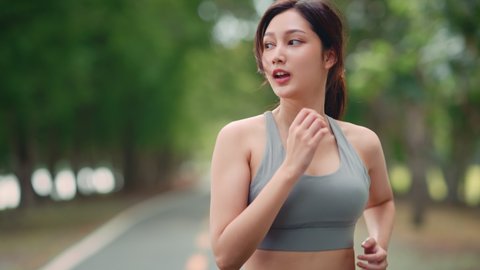 Slow Motion Runner Young Asian Woman Stock Footage Video (100% Royalty ...