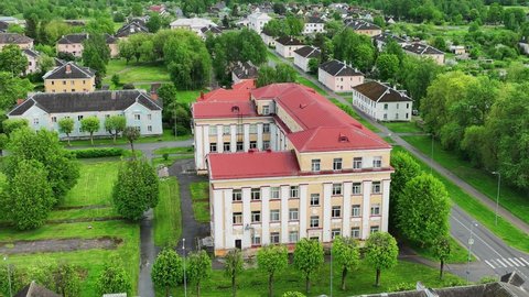 Aerial View Old Soviet School Building Stock Footage Video (100% ...