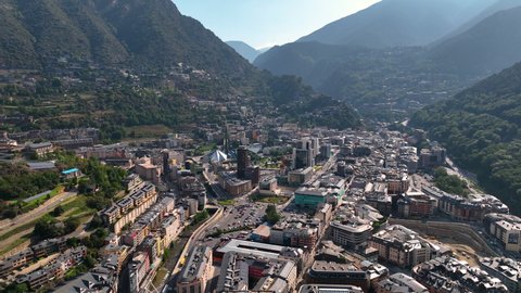 Aerial View Andorra La Vella Capital Stock Footage Video (100% Royalty ...