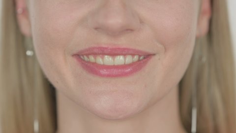 Smiling Lips Young Woman On White Stock Footage Video (100% Royalty ...