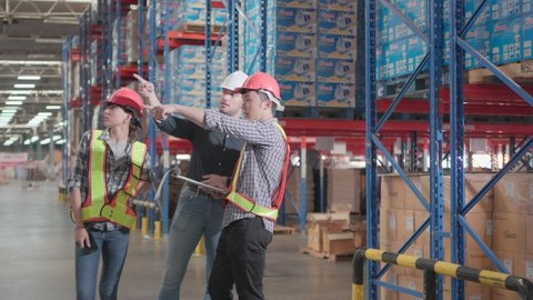 Professional Teamwork Warehouse Worker Working Warehouse Stock Footage ...