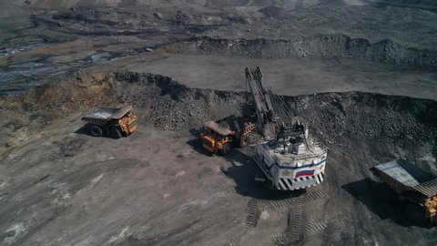 Loading Queue Giant Dump Trucks Mining Stock Footage Video (100% ...