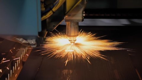 Slow Motion Laser Cutting Machine Working Stock Footage Video (100% ...