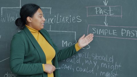 Portrait Online School Teacher Working Blackboard Stock Footage Video ...