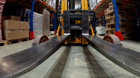 Load Lifter Rides On Warehouse Pov Stock Footage Video (100% Royalty ...