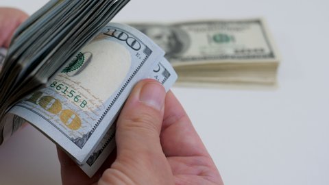 Counting Stack American Dollars Cash Stock Footage Video (100% Royalty ...