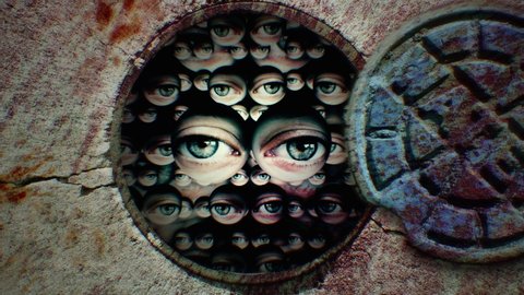 Underground Creepy Eyes Manhole Blood Weird Stock Footage Video (100% ...