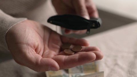Poor Man Counting Coins Palm His Stock Footage Video (100% Royalty-free ...