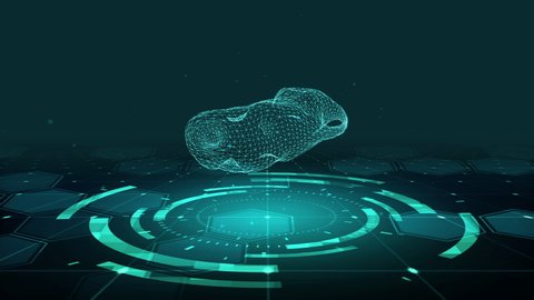 Hud Futuristic 3d Scifi Space Asteroid Stock Footage Video (100% ...