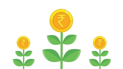 Indian Rupee Coin Financial Growth Plant Stock Footage Video (100% ...