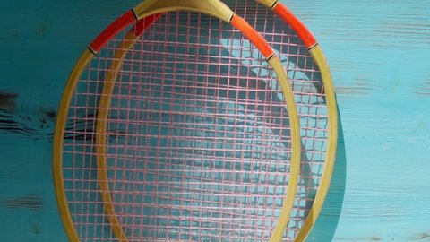 Conceptual Idea Badminton Rackets Shuttlecock Bird Stock Footage Video ...