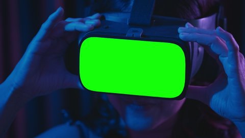 Woman Using Chroma Key Green Vr Stock Footage Video (100% Royalty-free ...