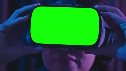 Woman Using Chroma Key Green Vr Stock Footage Video (100% Royalty-free ...