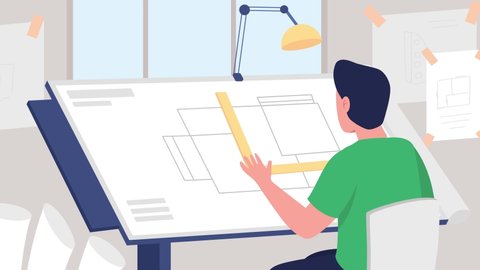 Animated Architect Illustration Schematic Design Development Stock ...