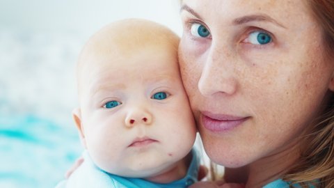 Blue Eyed Mother Baby Portrait Mother Stock Footage Video (100% Royalty ...