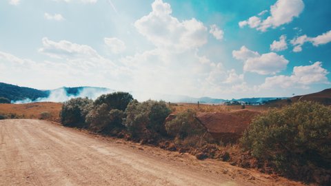 Dry Red Land Empty Road During Stock Footage Video (100% Royalty-free ...