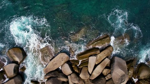 Top View Seashore Rocks Phuket Ocean Stock Footage Video (100% Royalty ...