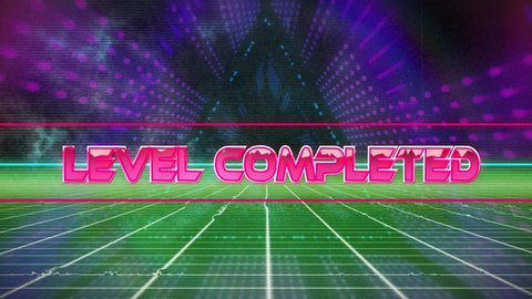 Animation Level Completed Over Colorful Lights Stock Footage Video (100 ...