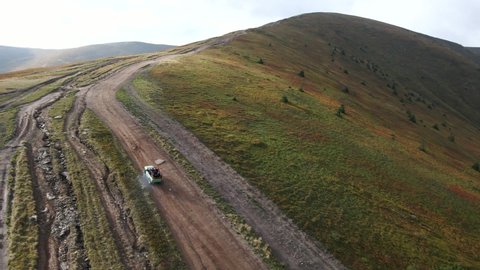 Aerial View Off Road Car Trail Stock Footage Video (100% Royalty-free ...