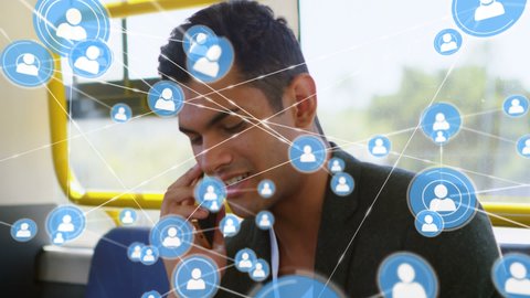 Animation Profile Icons Connecting Lines Over Stock Footage Video (100% ...