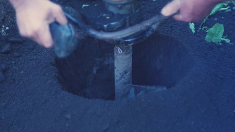 Hand Drilling Hole Ground Large Drill Stock Footage Video (100% Royalty ...