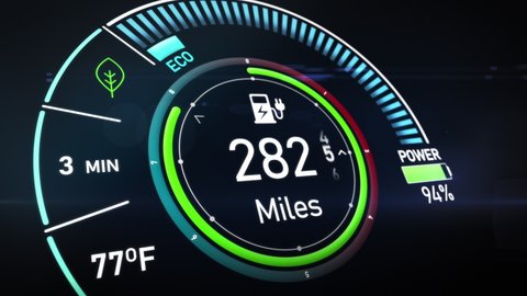 Electric Car Dashboard Display Ev Battery Stock Footage Video (100% ...