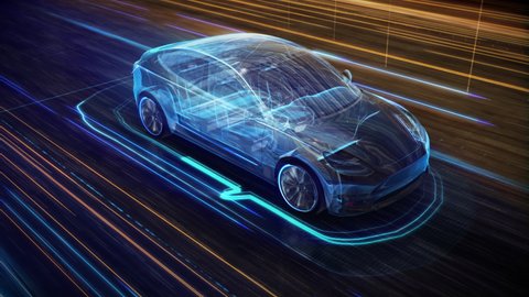 3d Electric Car Driving On High Stock Footage Video (100% Royalty-free ...