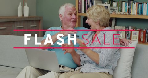 Animation Flash Sales Over Senior Caucasian Stock Footage Video (100% ...