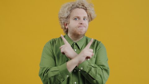 Portrait Annoyed Young Man Wagging Finger Stock Footage Video (100% ...