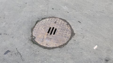 Old Man Hole Sewage Drain Street Stock Footage Video (100% Royalty-free ...