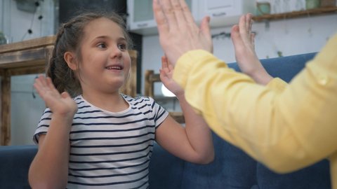 Happy Family Mom Daughter Clap Their Stock Footage Video (100% Royalty ...