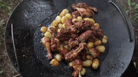 Roasted Meat On Fire Fried Chicken Stock Footage Video (100% Royalty ...