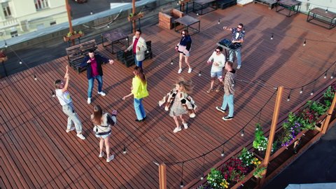 Happy People Dancing Roof Party Summer Stock Footage Video (100% ...